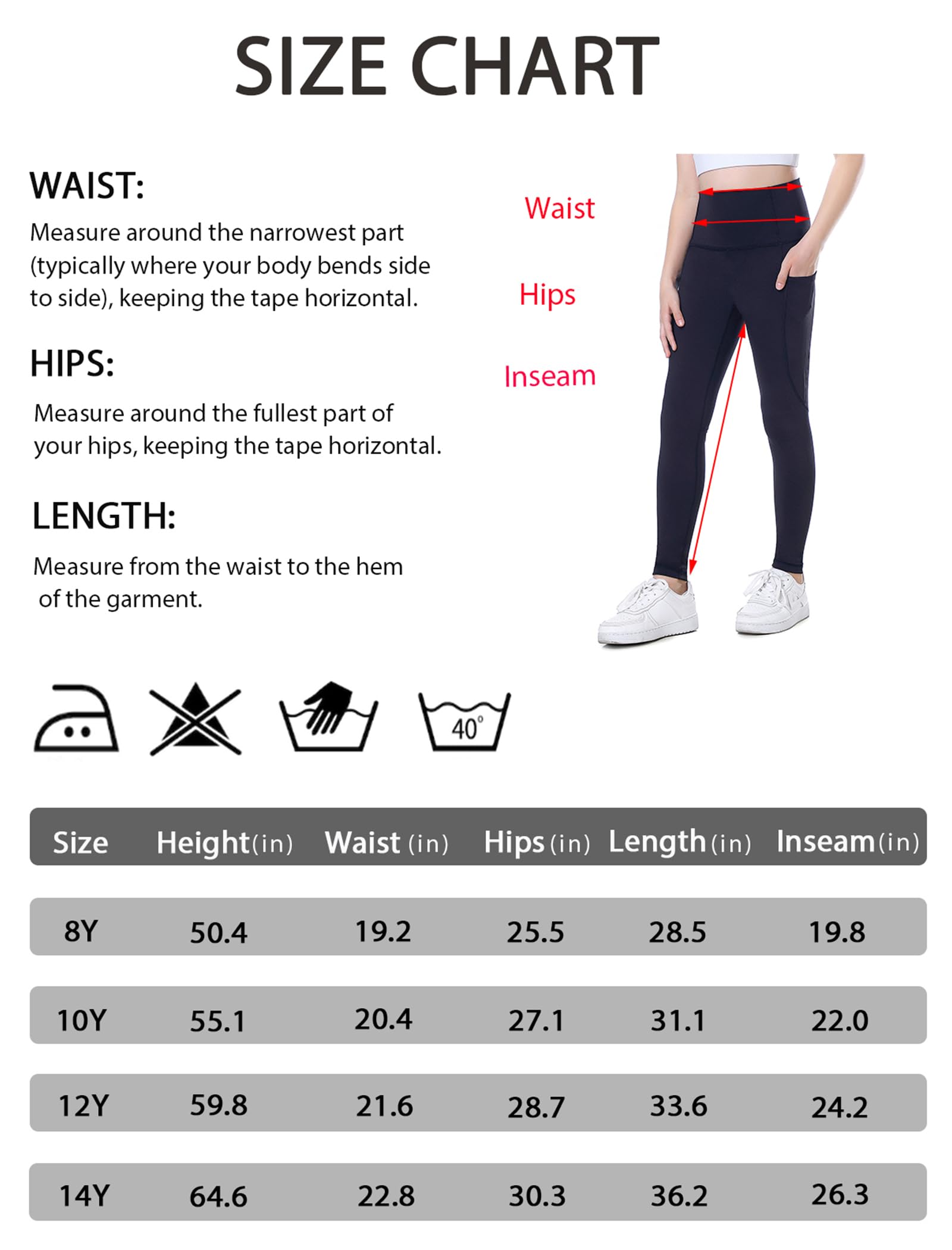 EXARUS Youth Girls Leggings Athletic High Waisted with Pockets Dance Active Compression Tights Yoga Navy Blue 12 Years