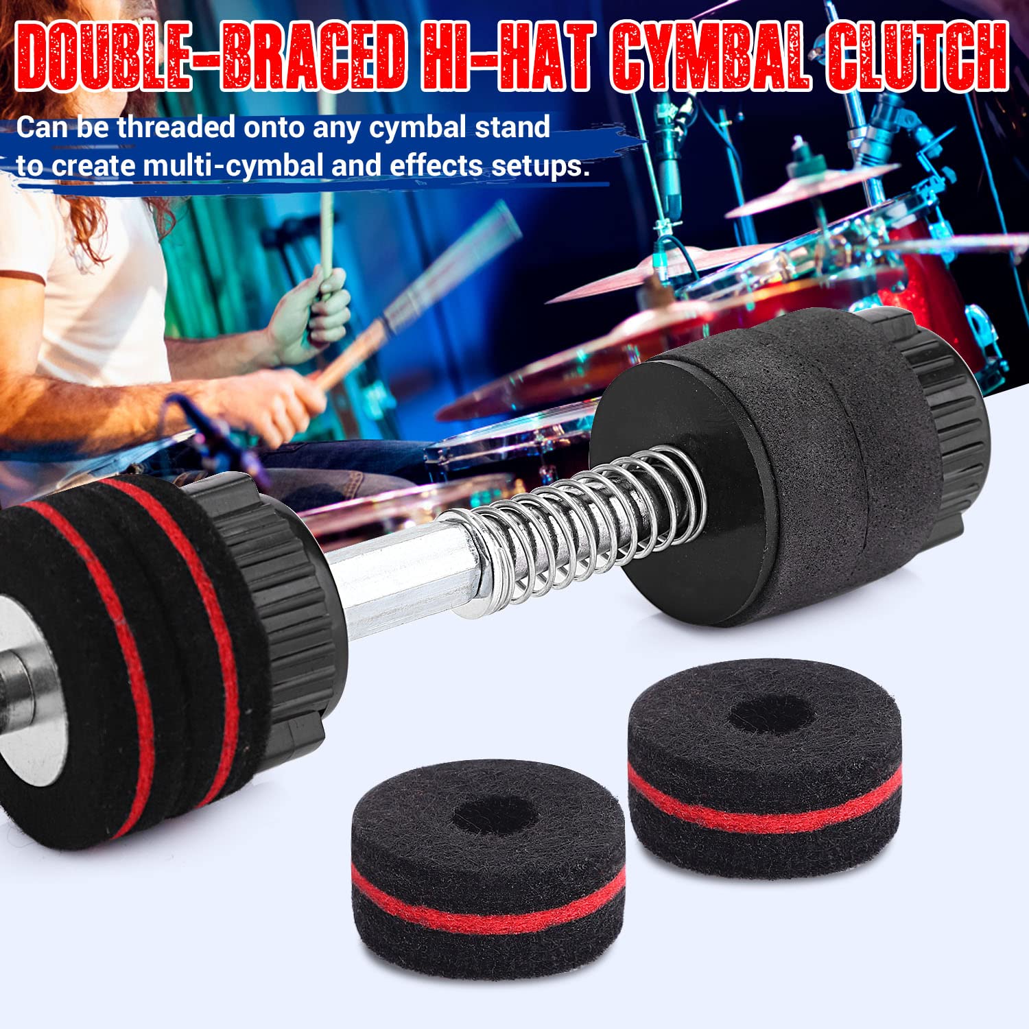 Facmogu Black Cymbal Stacker, Heavy Duty Hi Hat Cymbal Clutch Stand Post for Percussion Instrument, Hi hat Cymbal Clutch Double Layer Stacker for Jazz Drum Accessories Percussion Parts