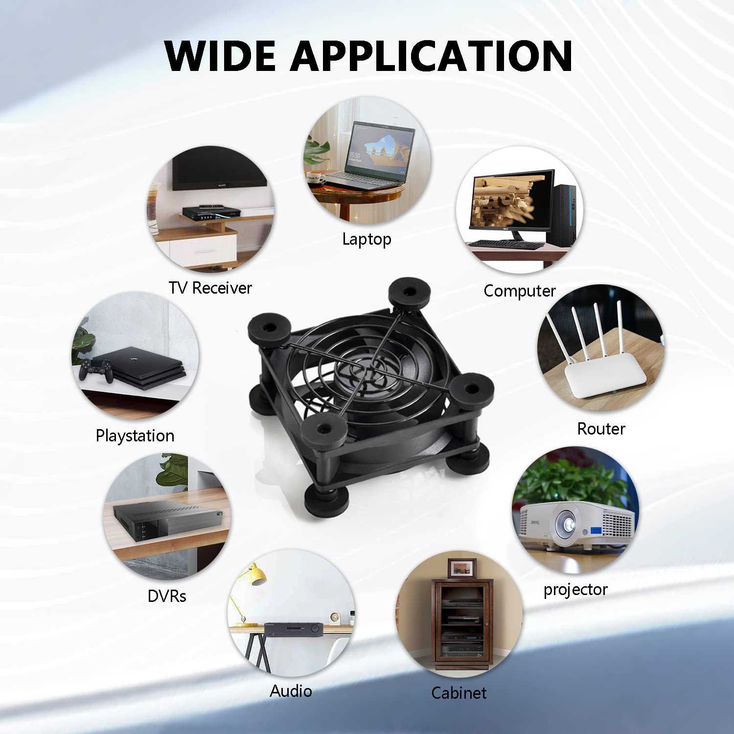 GOCKUAP USB Computer Cooling Fan - 80mm Quiet Dual PC Fan 5V with Speed Control for Flat Panel TV AV Receiver Router DVR PlayStation Xbox Cabinet Cooler