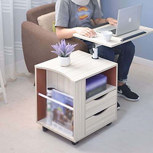 HIGOH Bedside Table Rotatable Notebook Desk Bedside Table Removable Bedroom Side Cabinet Multi-Functional Storage Cabinet