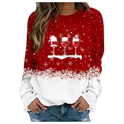 GuangYuan Sweatshirt For Women Plus Size Plain Fashion Hoodies Oversized Long Sleeve Tees Flowy All-match Pullovers Clothes Outfits Red