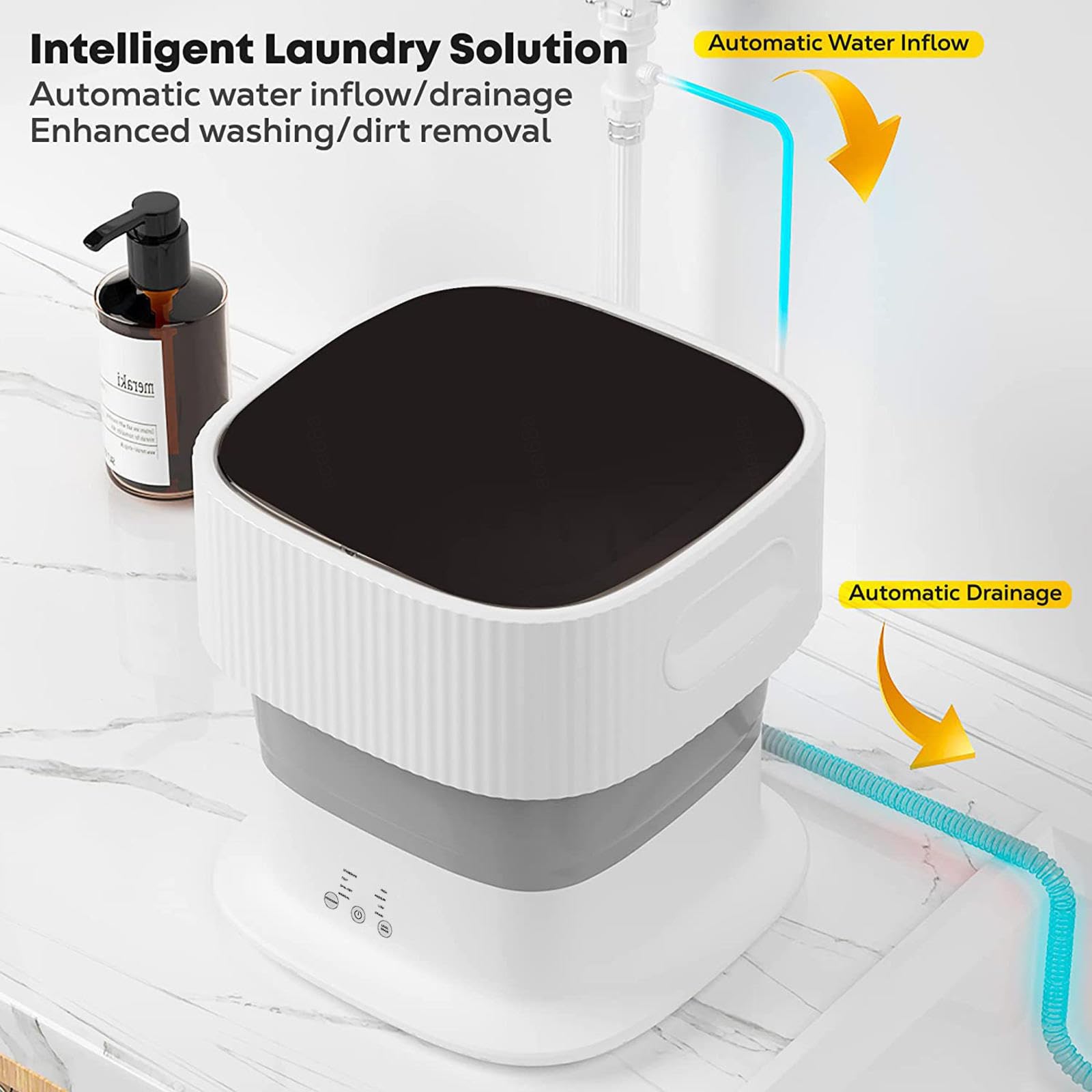DIGBYS Mini Folding Washing Machine, Mini Washer Foldable 9L with 60w High Power, 350RPM, Clothes Washing Machines for Apartment,Laundry,Camping,Travel