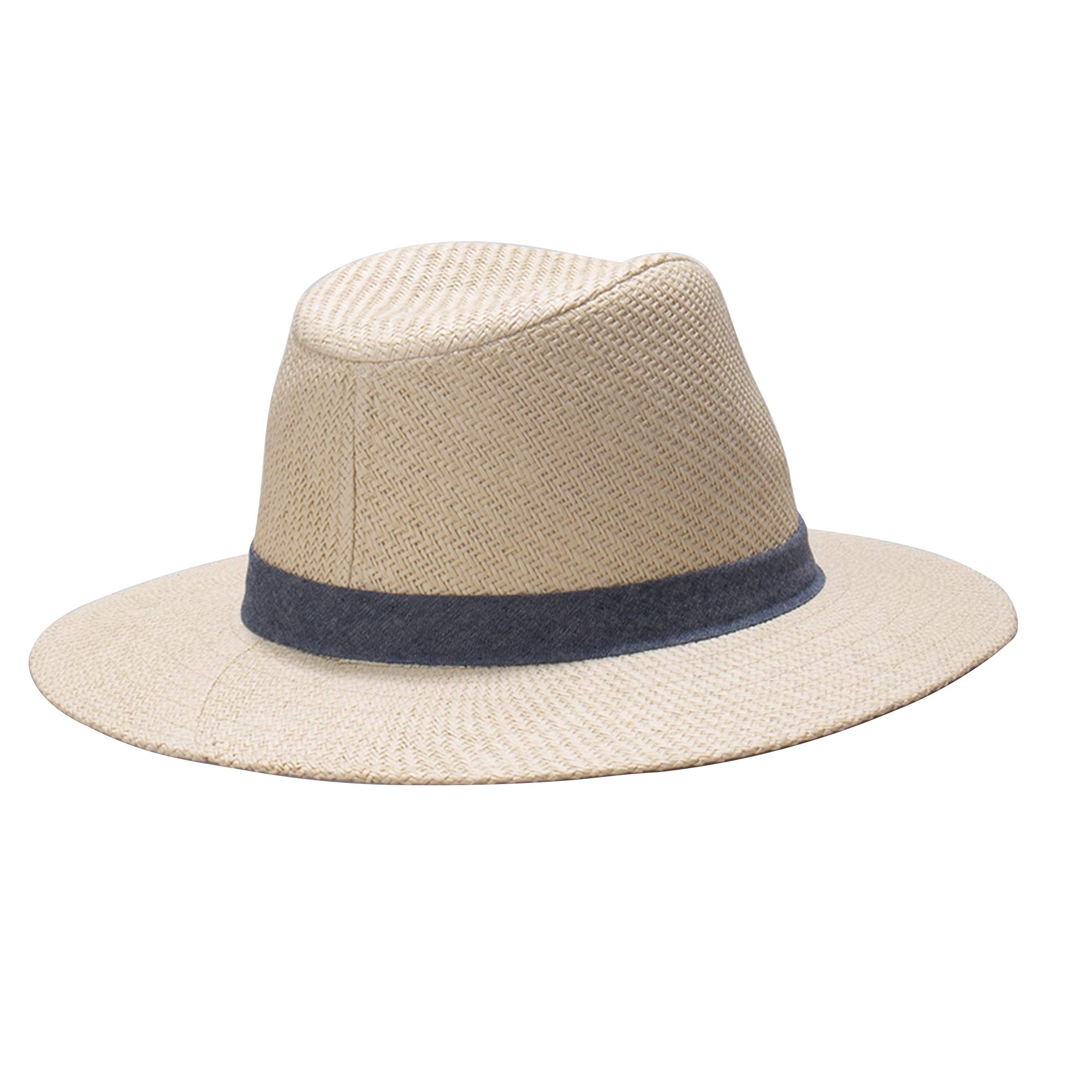 Dockers Men's Straw Fedora Hat, Navy, Large-X-Large