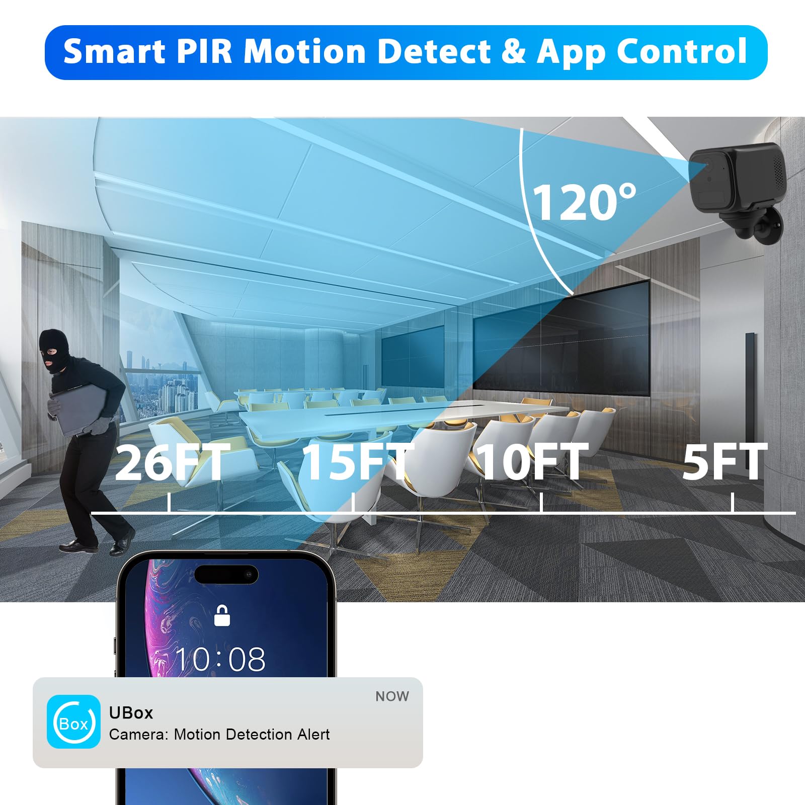 FUVISION Security Camera Outdoor, 2K WiFi PTZ Camera with 360° View, Home Video Surveillance Waterproof Camera with Two-Way Audio, Motion Detection & Siren, Auto Tracking, 24/7 SD Storage