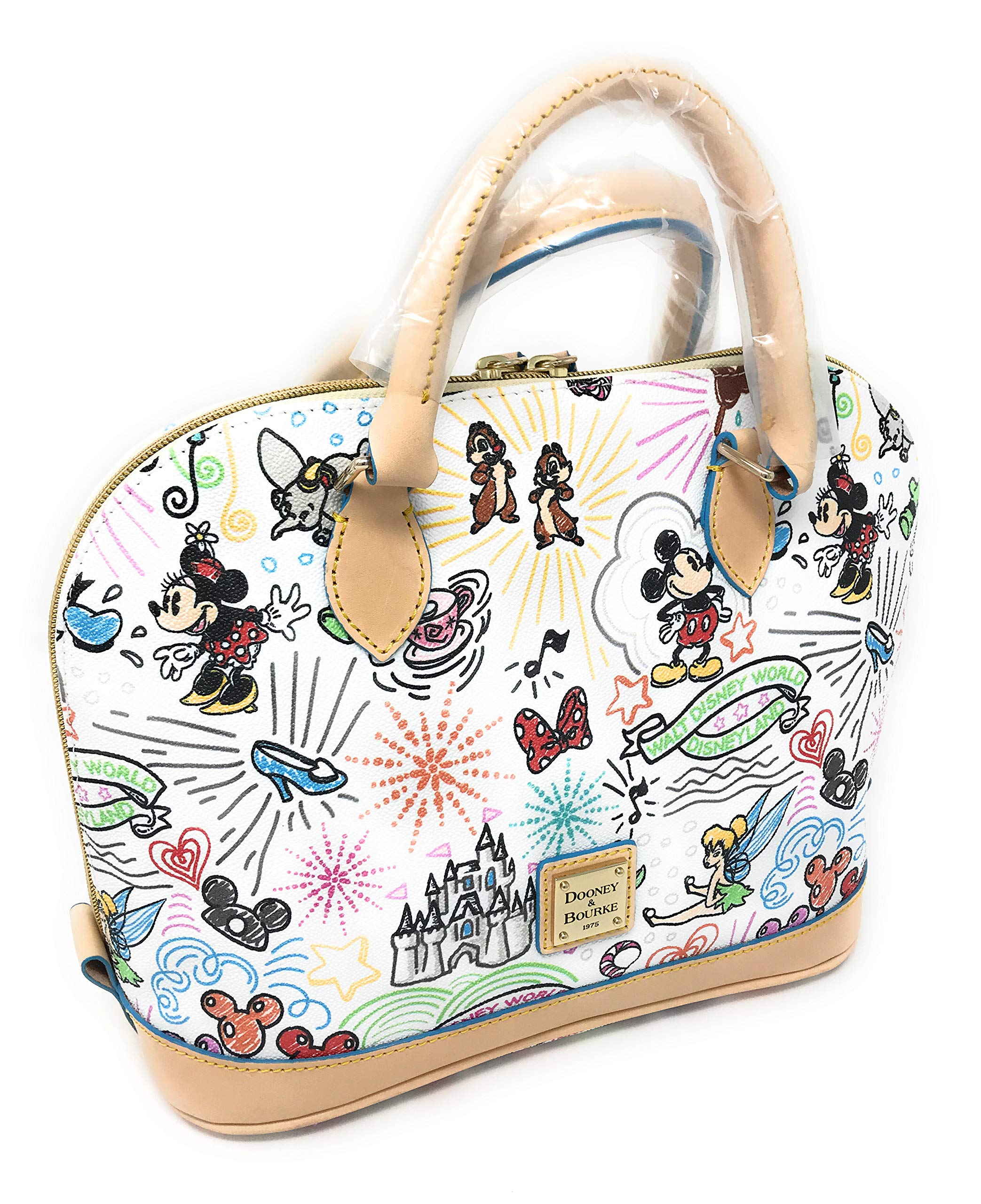 Disney Dooney & Bourke White Sketch Zip Zip Shoulder Satchel Purse