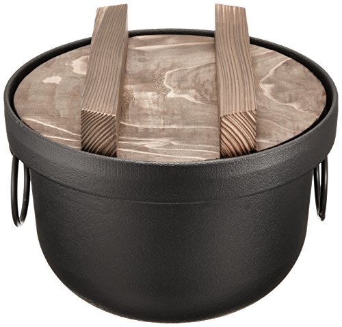 Ikenaga Ironwork 312714 Rice Pot, 3 Cups, Induction Compatible, Rice Cooking, Made in Japan, Black