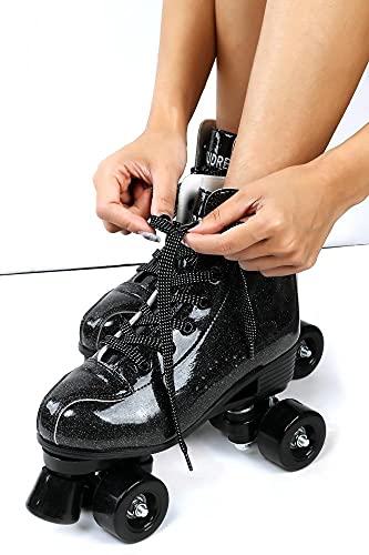 Roller Skates for Men, Women,Shiny Light Up Roller Skates for Beginner,Outdoor and Indoor Four Wheels High-Top Roller Skates (Black Crystal,Flash Wheel,37)