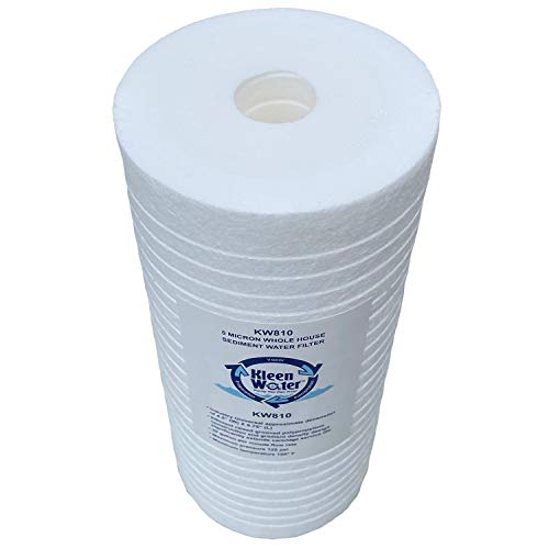 KleenWater KW810 Replacement Water Filter Cartridges, Compatible with Aqua-Pure AP810, 5 Micron Dirt Rust Sediment Whole House Filters, Set of 6