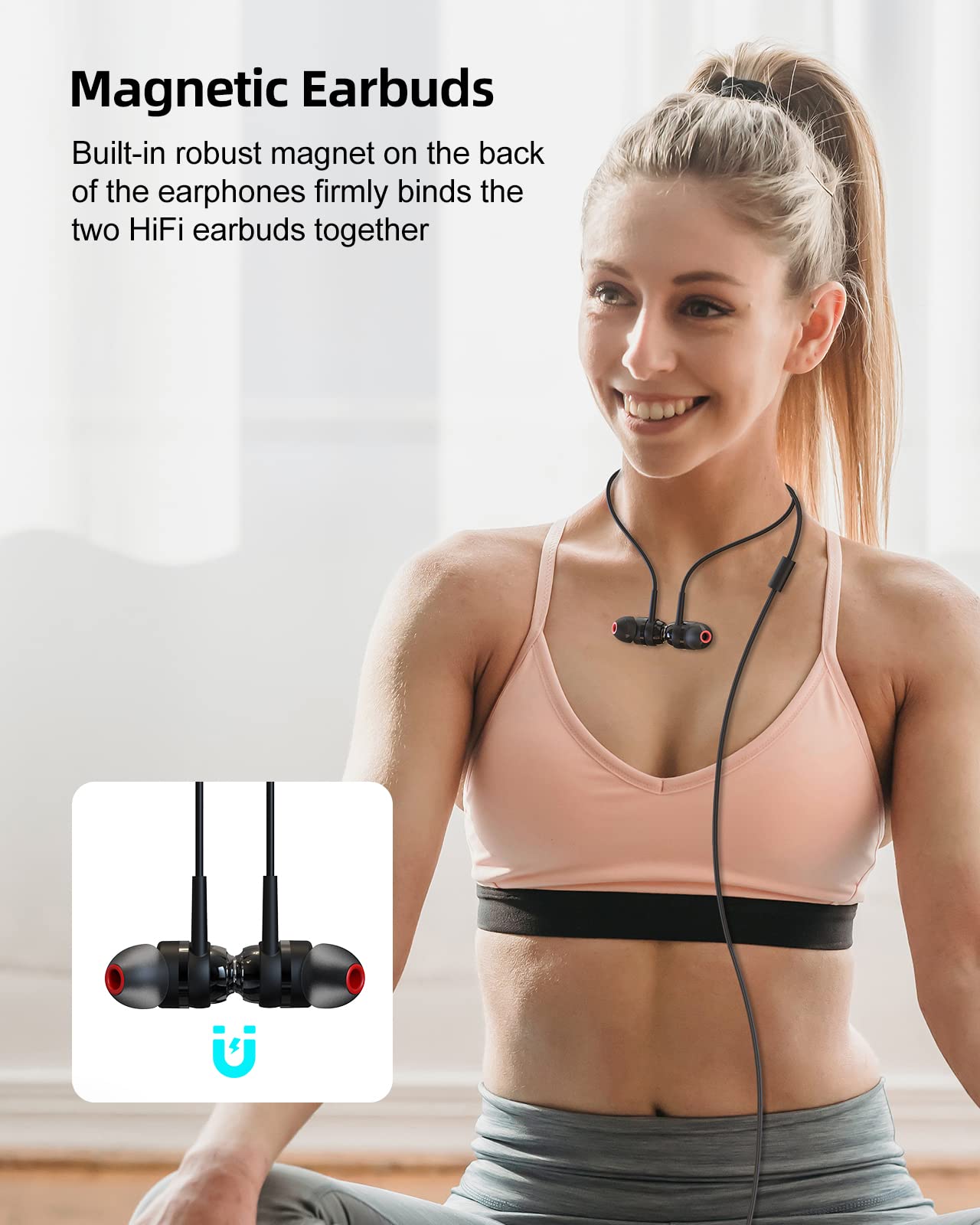 iFory USB C Earphones, A20 Type C Magnetic Headphones in-Ear Wired Earbuds Noise Canceling Headset with Mic & Remote Control Compatible for Samsung Ipad Pro iOS Android (Black)