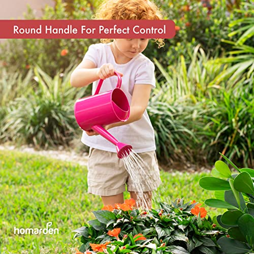 Homarden Watering Can for Kids - Play Time or Practical Use - Childs Metal Watering Can - Small Water Can for Boys and Girls, Perfect for Easter Gift - 32 oz (Pink)