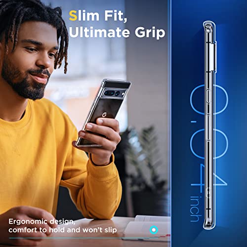 Humixx Crystal Clear Designed for Google Pixel 7 Pro Case [Non-Yellowing] [8 FT Military Drop Protection] Slim Fit Yet Protective Shockproof Bumper with Airbag Case Cover 6.7 Inch- Crystal Clear