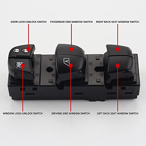 Dasbecan Driver Side Master Power Window Switch Compatible with Nissan Pathfinder/Altima/Frontier/Leaf/Juke 2010-2018 Door Main Control Button Replaces# 25401-3TA5A 25401-1KA0B 25401-3SH1A