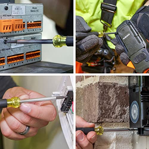 Klein Tools 32581 4-in-1 Electronics Screwdriver Set with Precision Machines Bits: 2 Slotted, 2 Phillips, and Cushion Grip Handles, 4-Piece