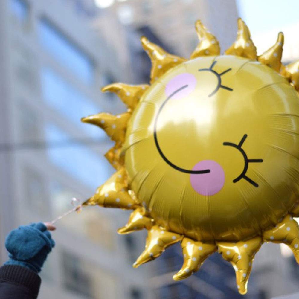 HAIOPS Sun Flower Foil Balloons Smiley Sunshine Sun Aluminum Balloon Birthday Wedding Decoration 26 Inch, 5 Pcs