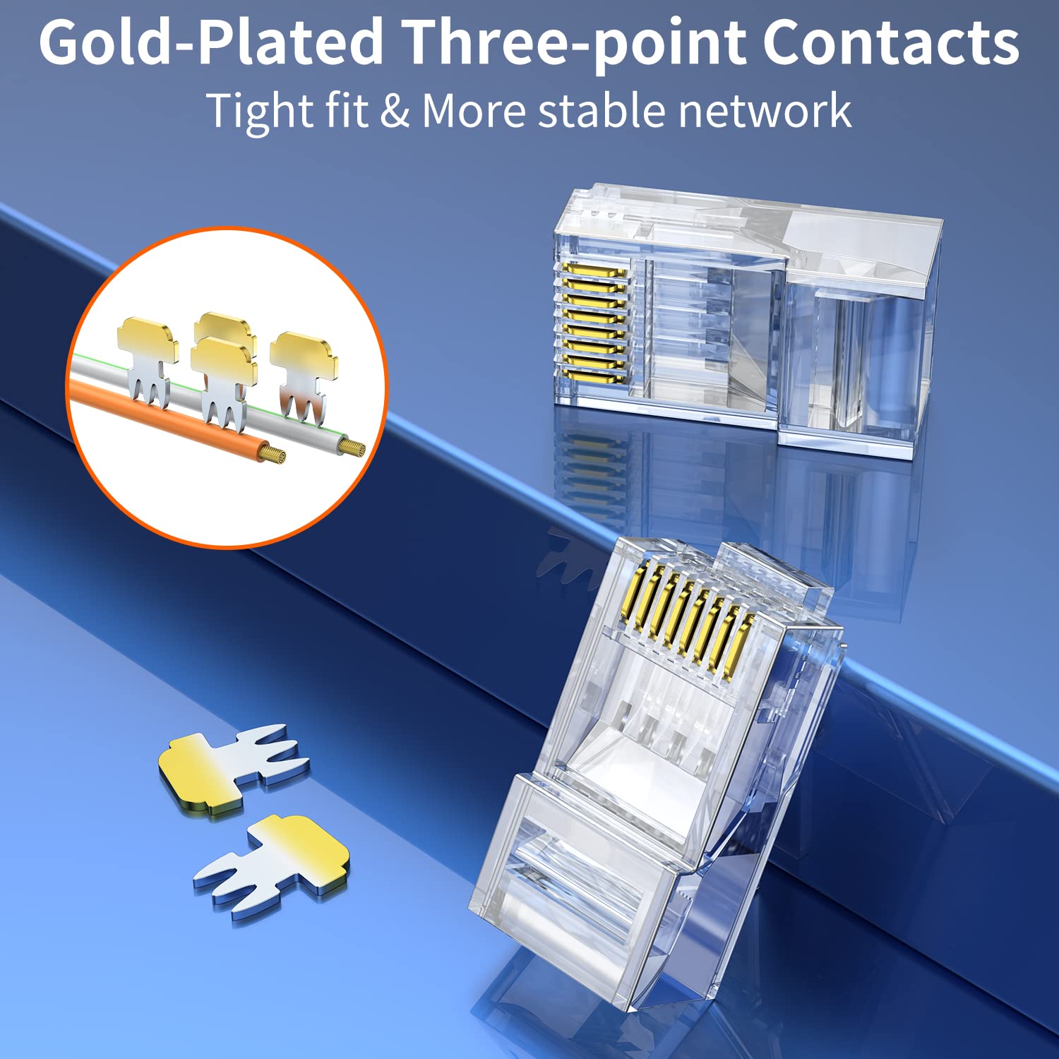 IIABC RJ45 Connectors, 120-PACK Cat6 Connector Cat5e Connectors RJ45 Ends Ethernet Cable Crimp Connectors UTP Network Plug for Solid or Stranded UTP Cable