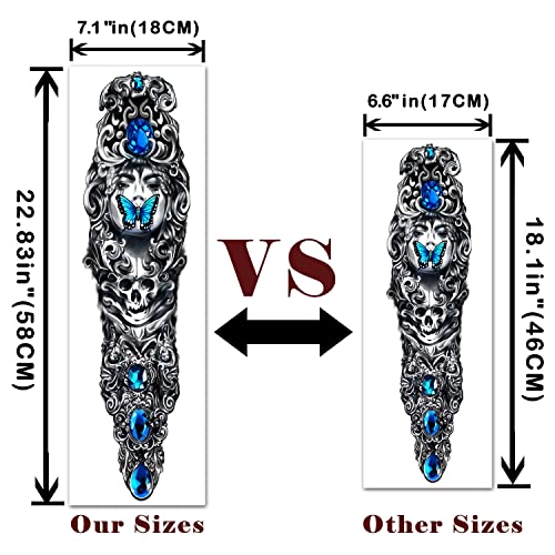 Extra Large waterproof Temporary Tattoos 8 Sheets Full Arm Fake Tattoos and 8 Sheets Half Arm Tattoo Stickers for Men and Women (22.83"X7.1")