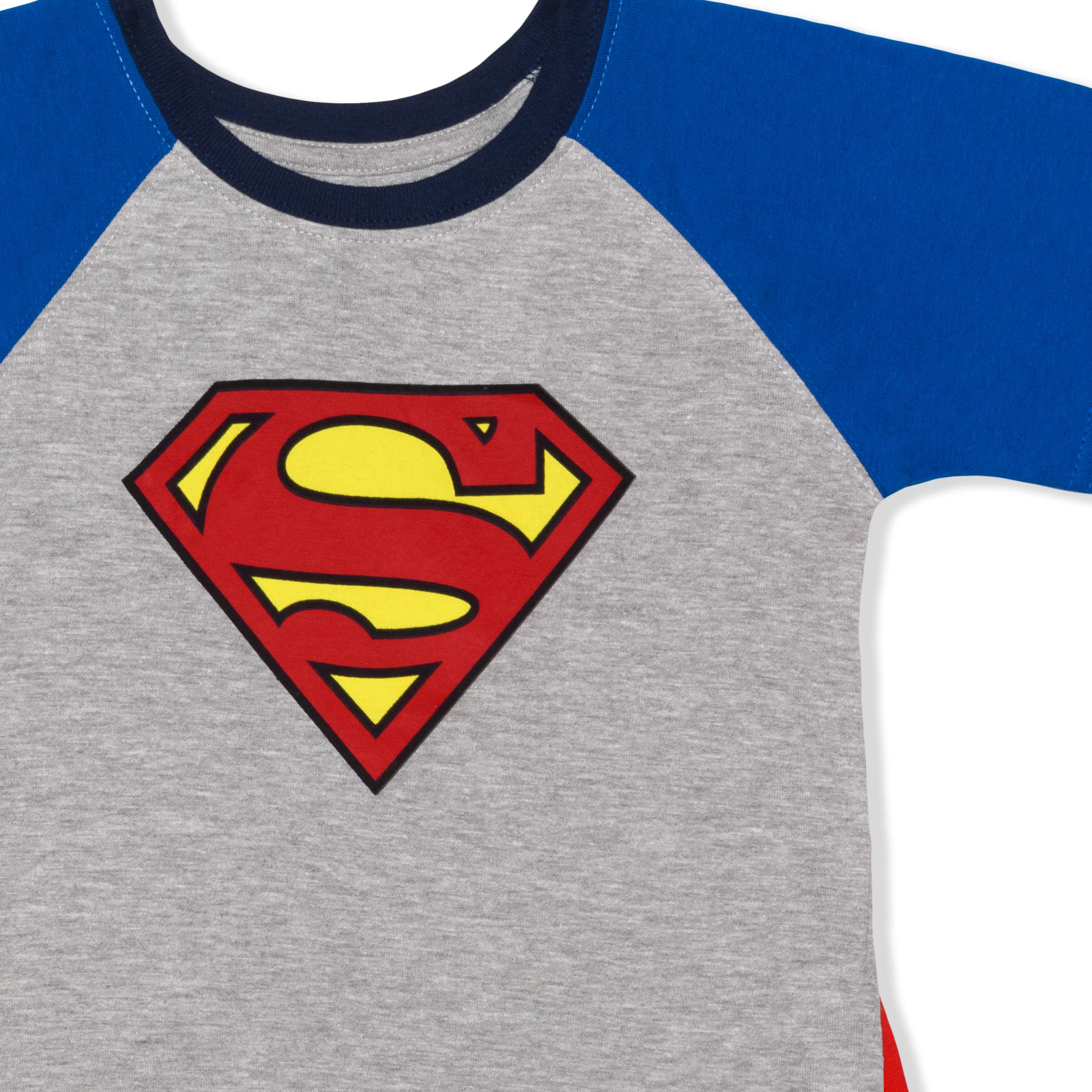DC Comics Superman Boys Short Sleeve T-Shirt with Cape for Toddler and Big Kids โ Blue/Red/Grey