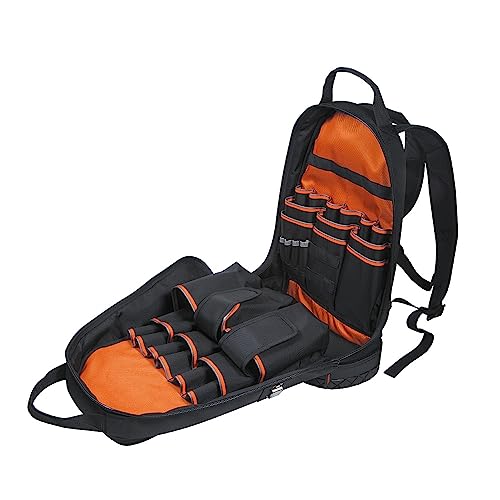 Klein Tools 55421BP-14 Tool Bag Backpack, Heavy Duty Tradesman Pro Tool Organizer / Tool Carrier with 39 Pockets and Molded Base