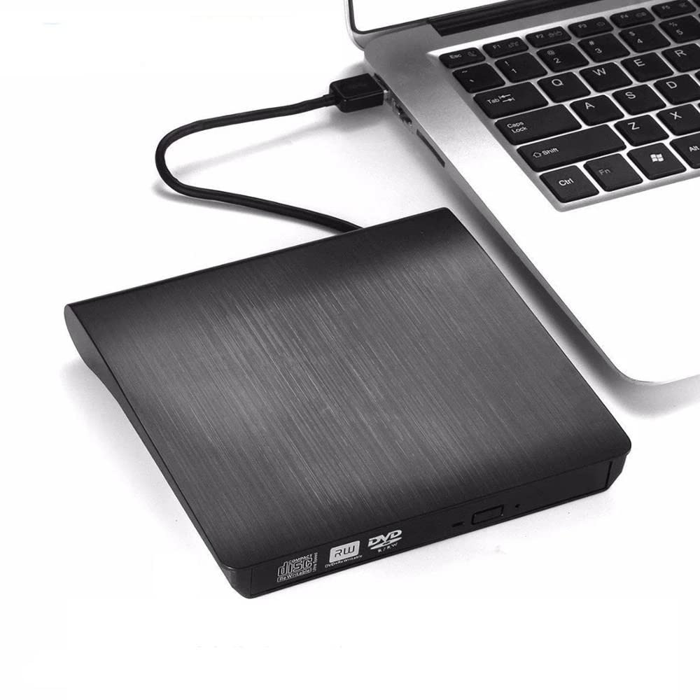 IKURLY External DVD Drive, USB 3.0 Portable CD/DVD +/-RW Drive/DVD Player for Laptop CD ROM Burner Compatible with Laptop Desktop PC Windows Linux OS Apple Mac Black