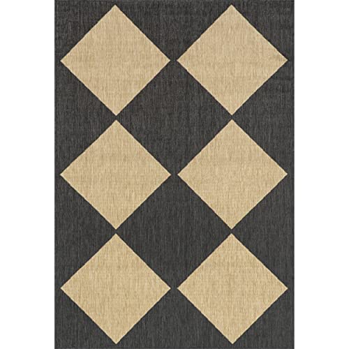 nuLOOM Loretta Transitional Diamond Indoor/Outdoor Area Rug, 4x6, Dark Grey
