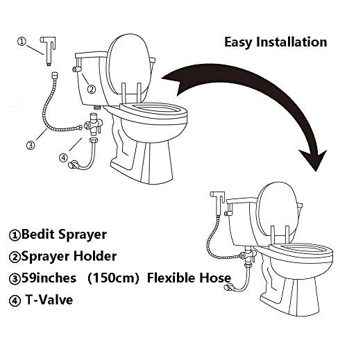Handheld Bidet Toilet Sprayer,Stainless Steel Bathroom Personal Hygiene Bidet Sprayer Set,Baby Cloth Diaper Sprayer,Shower Sprayer for Pet, Feminine Hygiene
