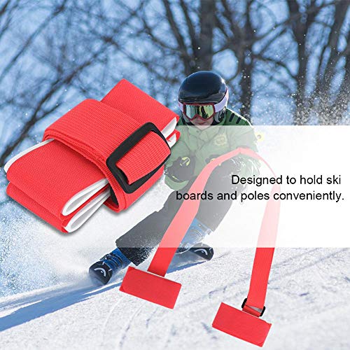 Dilwe Ski Strap, Adjustable Ski Pole Carrier Shoulder Sling with Cushioned for Snowboard Skateboard Yoga Mat Winter Outdoor Sports Accessory(Red)