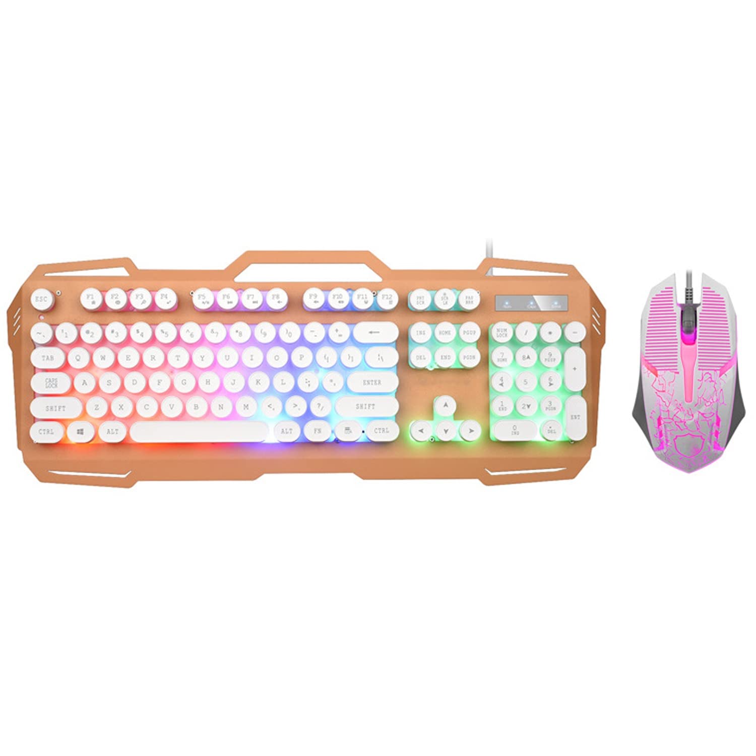 EXHNLE Gaming Keyboard and Mouse Combo, Wired RGB Backlit Gaming Keyboard, with 104 Key Computer PC Gaming Keyboard for PC/Laptop (Color : White)