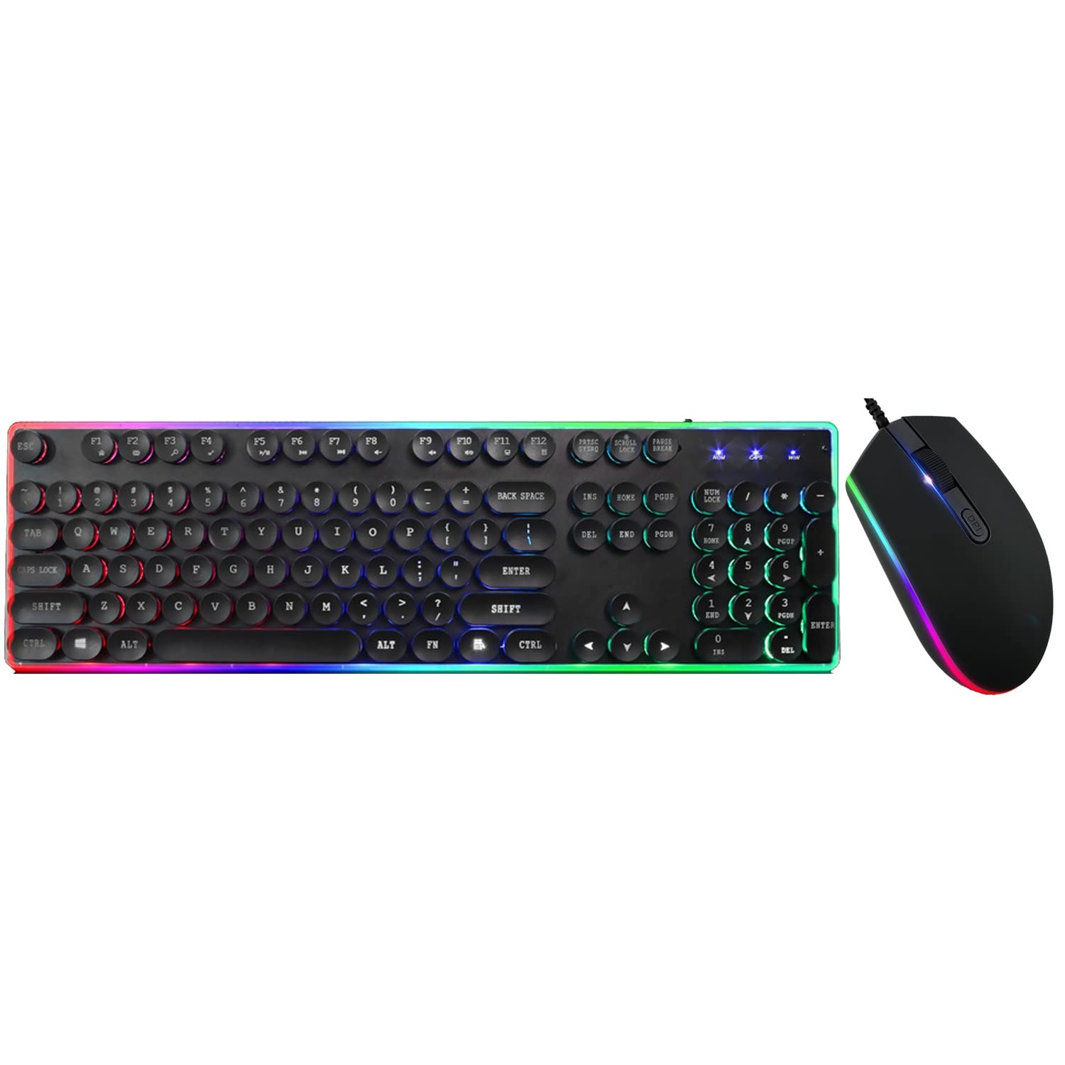 EXHNLE Gaming Keyboard and Mouse Combo Large Mouse Pad Mechanical Feel 104 Keys USB Ergonomic Keyboard, for PC Computer Gamer (Color : Black)