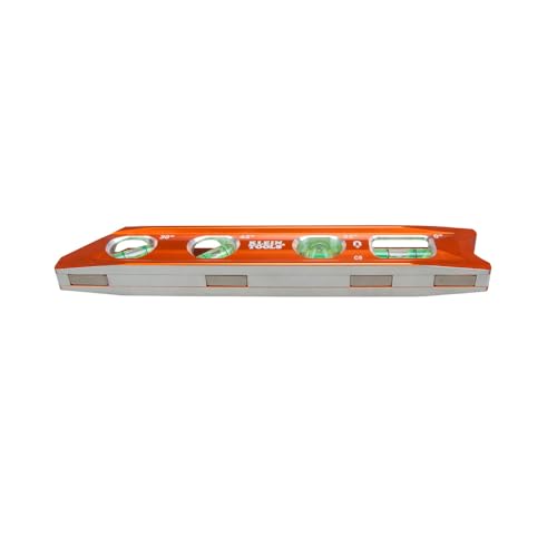 Klein Tools 935RB Torpedo Level, 8-Inch Billet Magnetic Level, 0/30/45/90 Degree Vials, V-Groove, Tapered Nose, High-Visibility Vial and Body