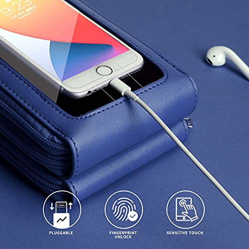 Crossbody Phone Bag for Women, Touch Screen Purse Silver Cellphone Shoulder Bags Card Holder Wallet Purse