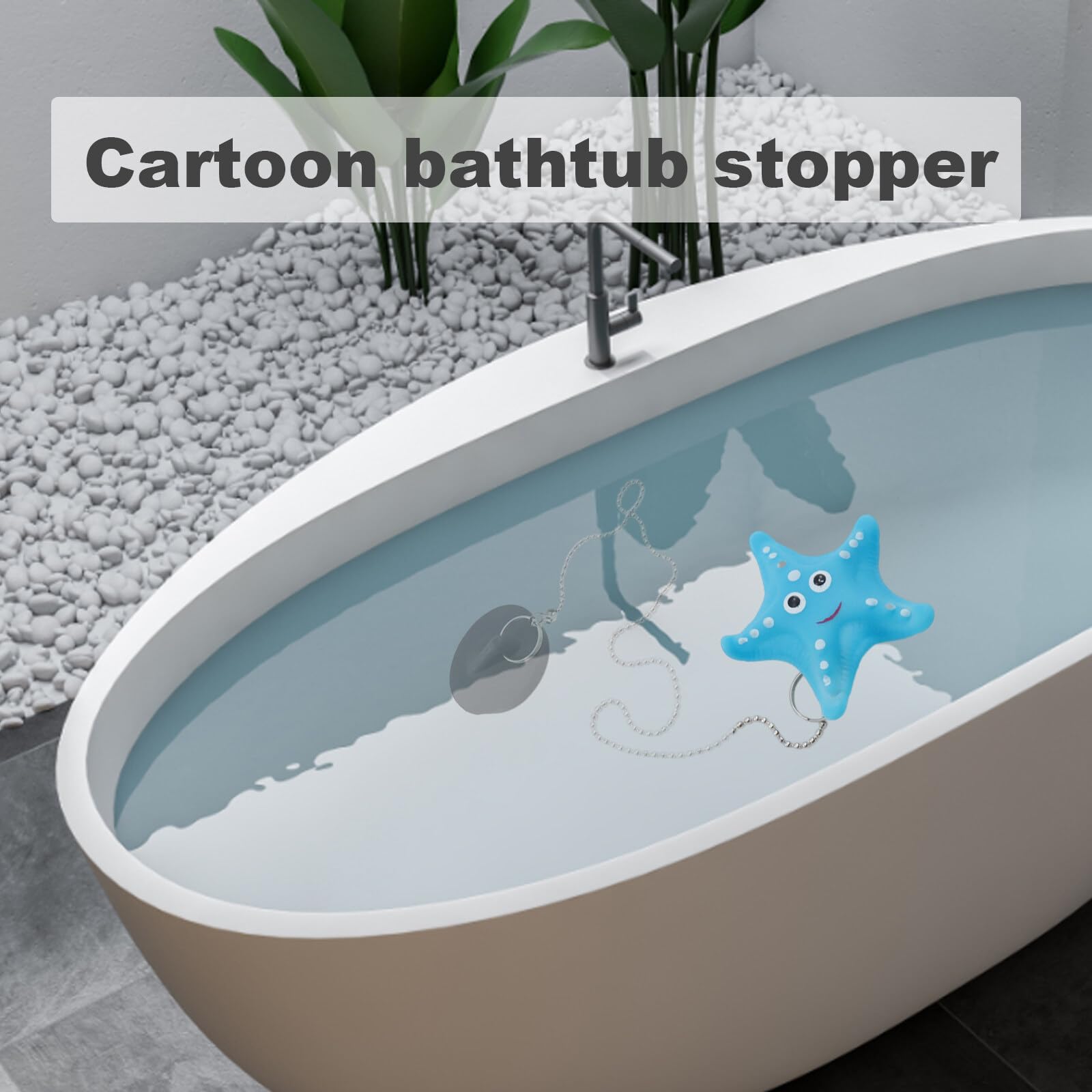 KUYYFDS Drain Stoppers, Bath Plug and Chain Universal Sink Plug Rubber Starfish Floating Bath Tub Stopper for Bathroom Kitchen Washbasin