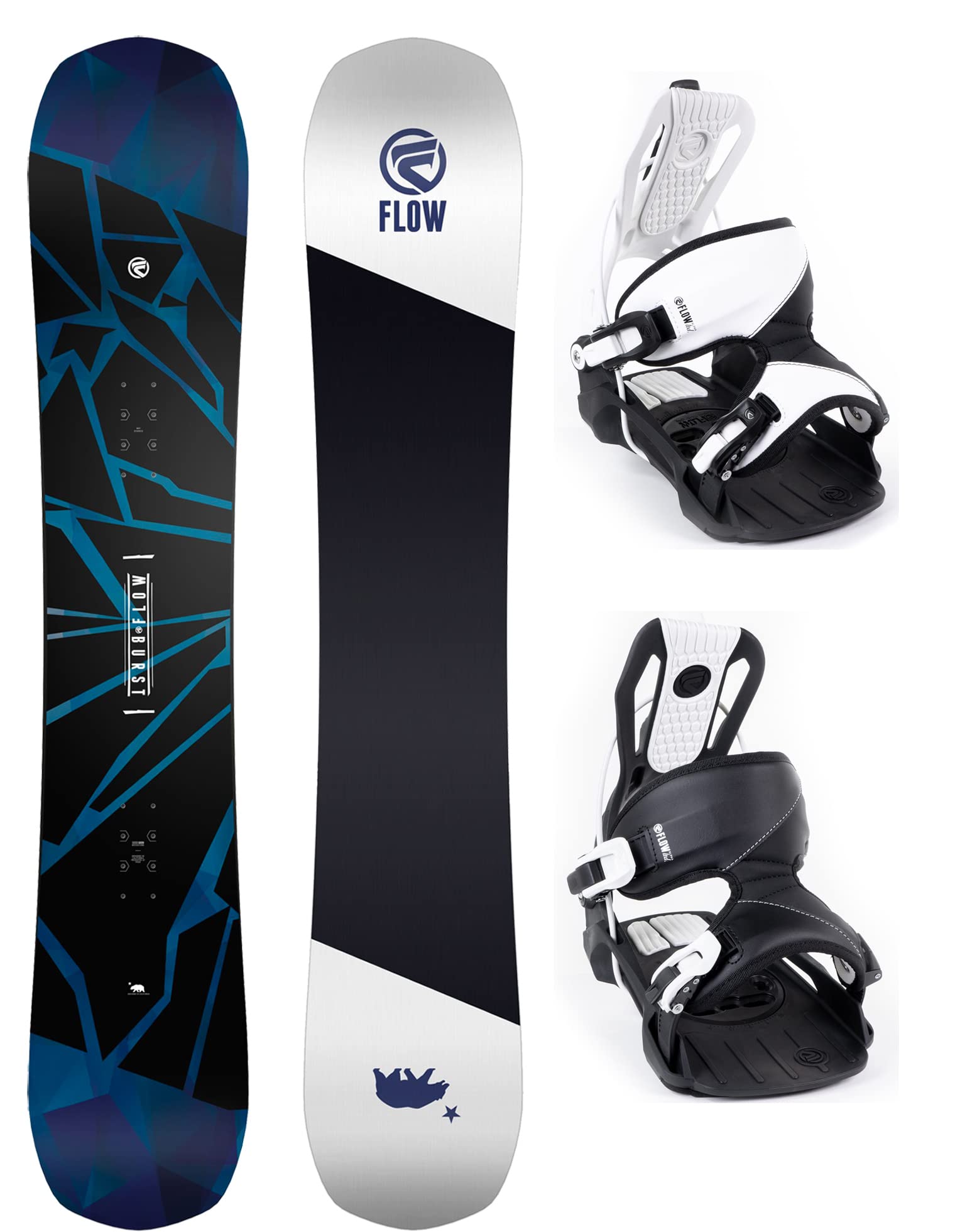 FLOW Burst Men's Snowboard Package Flow Mix Alpha Bindings - 149 cm