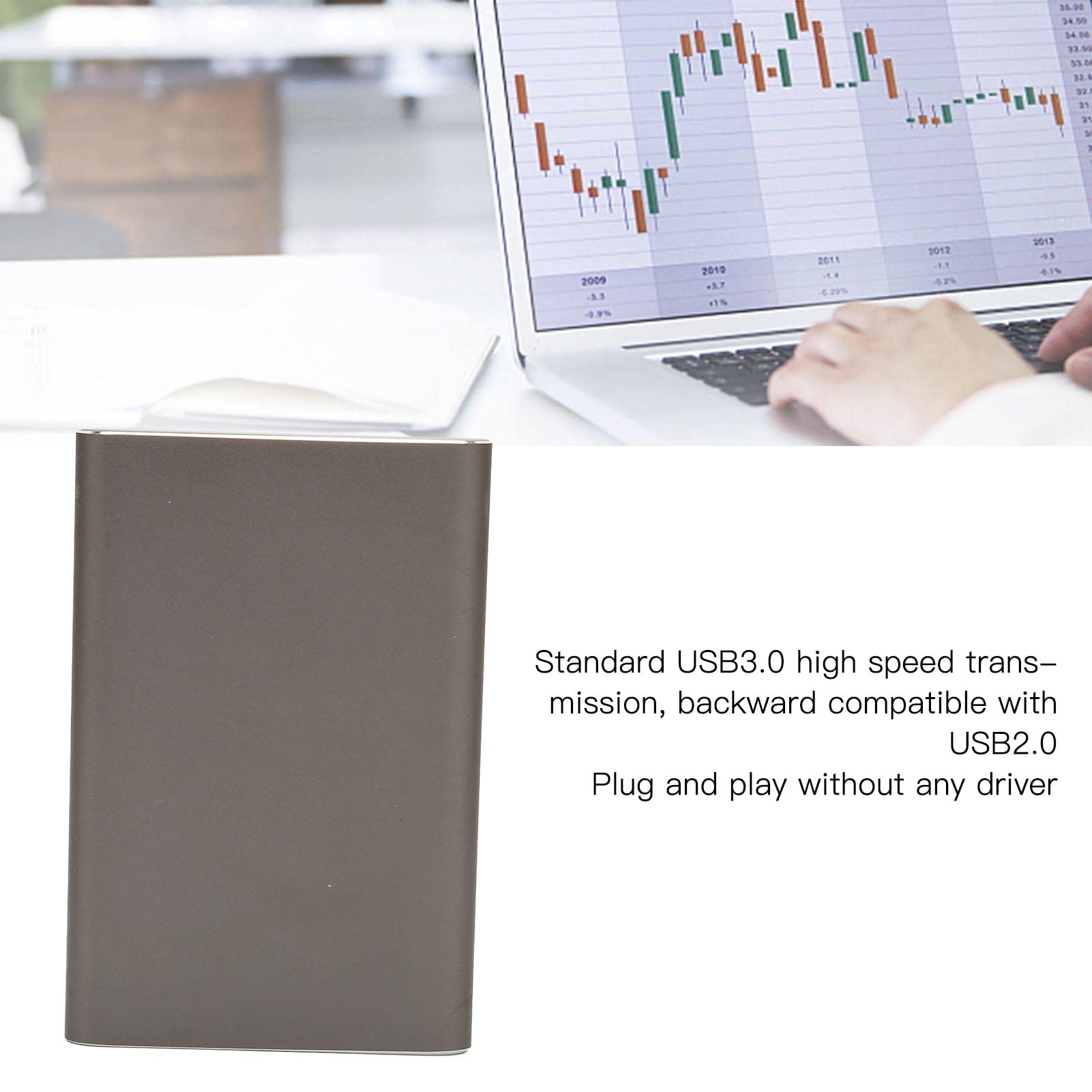 GOWENIC External Hard Drive, USB 3.0 CNC Processing Portable External Hard Drive Compatible for Win and OS X Dual Systems, for Mobile Phones Computers TVs(Silver Gray 1TB)