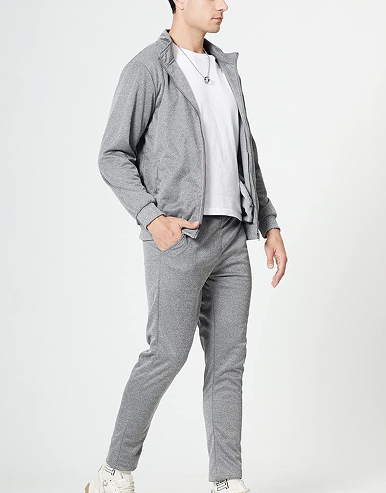 DOINLINE Men's Tracksuit 2 Piece Outfit Long Sleeve Jogging Sweatsuit Running Athletic Sports Set Black 2XL