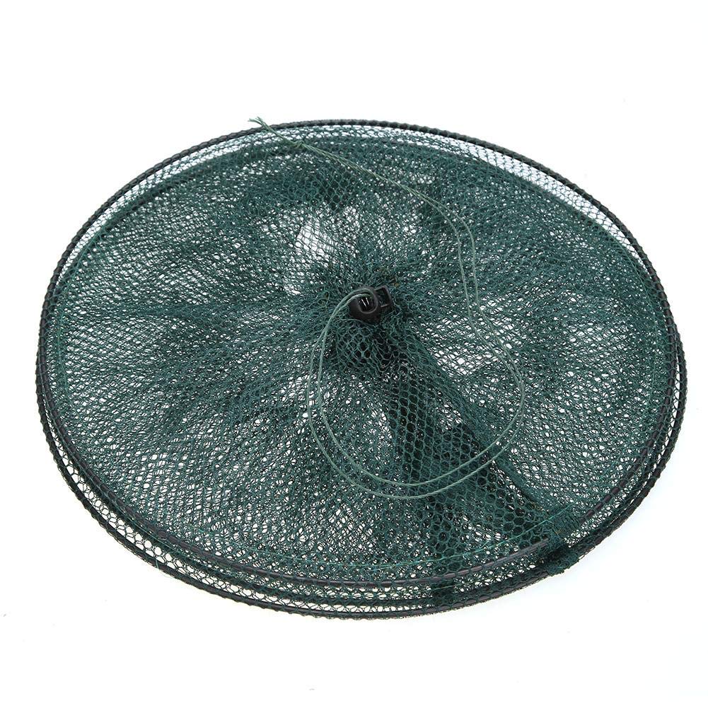 Fishing Net Folding Round Metal Frame Nylon Mesh Crab Crawdad Shrimp Bait Trap Cast Fish Net Fishing Landing Tackle Accessory Tool (Color : B)