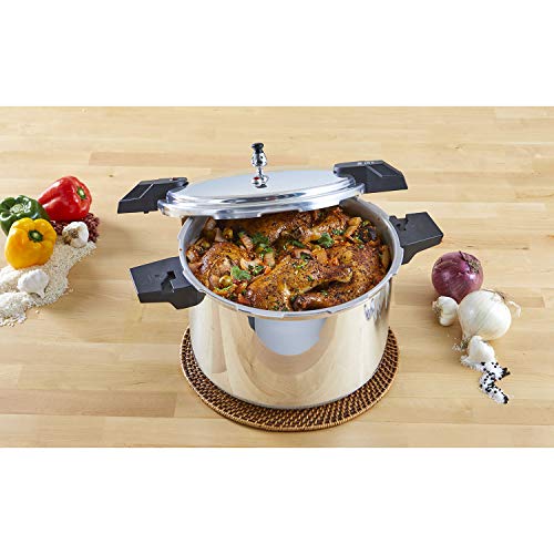 IMUSA USA A417-80807 16Qt Jumbo Stovetop Pressure Cooker with Regulator and Side Handles, Silver