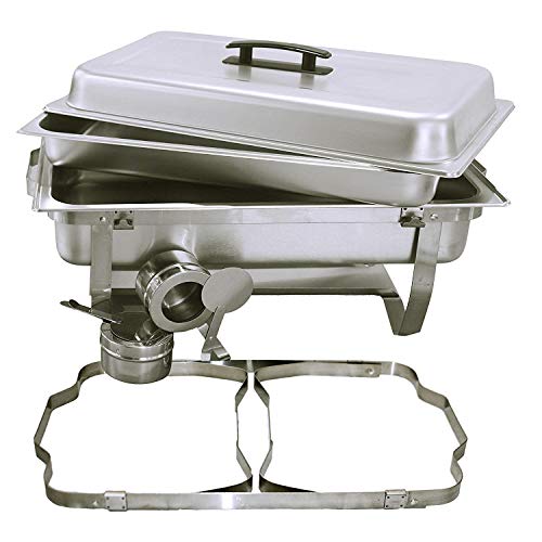 TigerChef Chafing Dish Buffet Set - Chaffing Dishes Stainless Steel - Chafer and Buffet Warmer Set with Steam Pans and Folding Frame - Food Warmers for Parties Buffets (1, 3 Third Inserts)