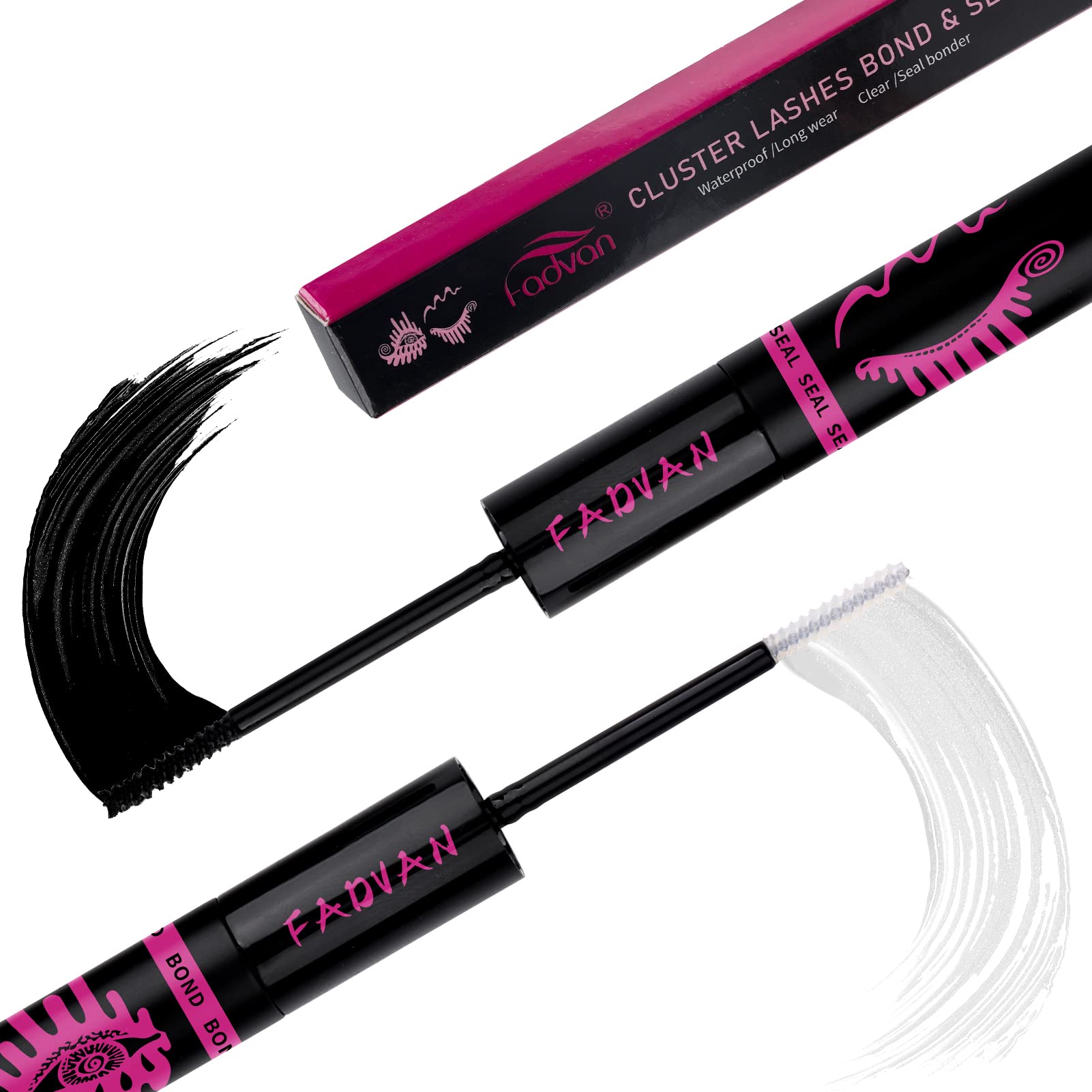 FADVAN Lash Bond and Seal Cluster Lashes Glue for Lash Clusters Individual Lashes Bond and Seal for 48-72 Hours Strong Gentle Latex Free Lash Adhesive for Sensitive Eyes (10ml)