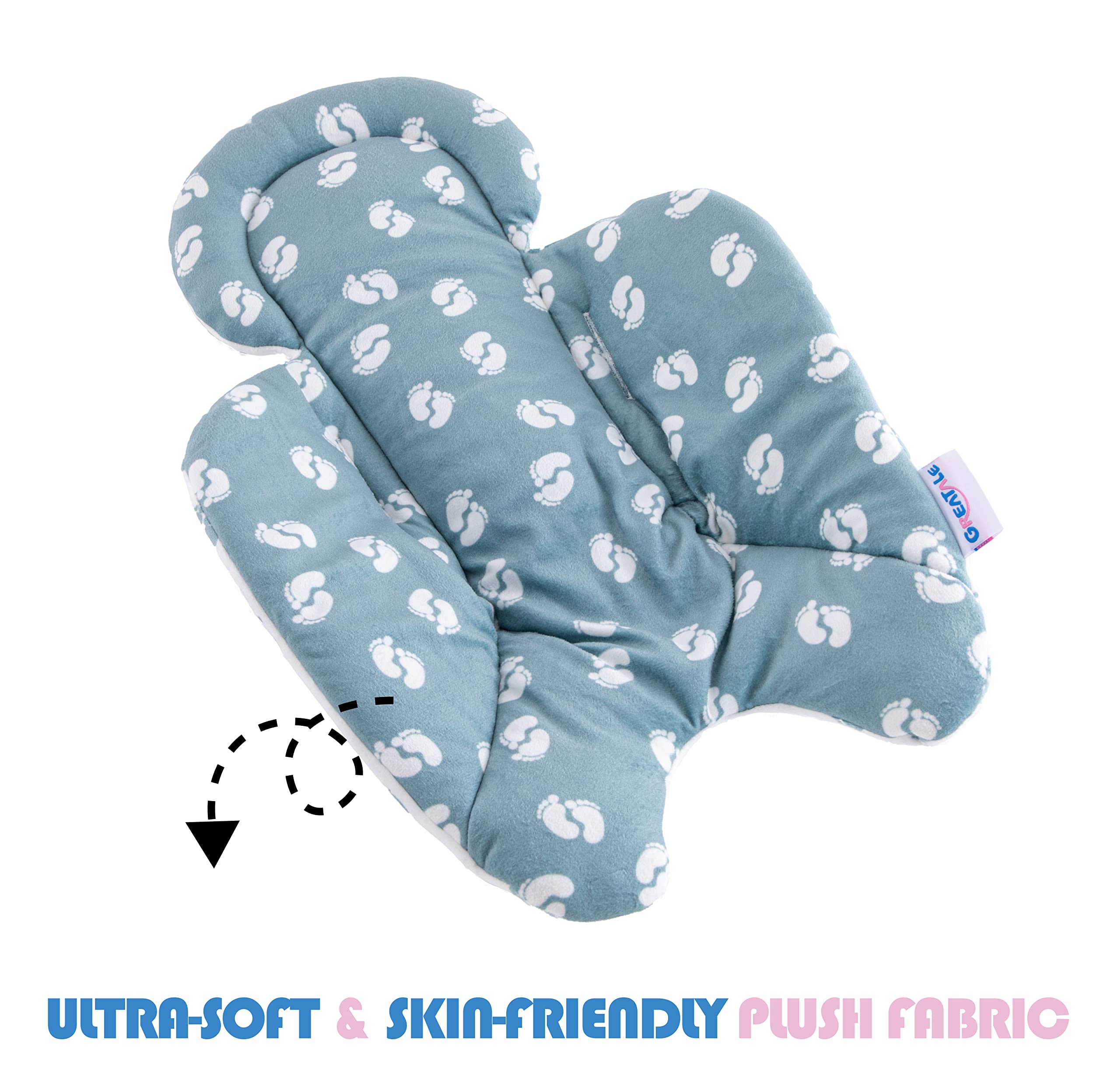 GREATALE Infant Insert Compatible with The Latest Version of 4moms RockaRoo and MamaRoo,Reversible Newborn Insert,Baby Insert with Head and Body Support (Insert(Morandi Grey) + 5 Pcs Strap Pad)
