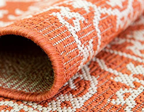 Unique Loom Outdoor Botanical Collection Area Rug - Allover (7' 1" x 10' Rectangle, Terracotta/ Beige)