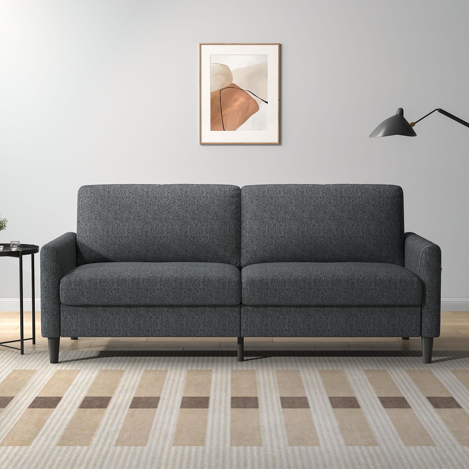 Fadware 73'' Loveseat Sofa, Comfy 2 Seater Couch Love Seat Linen Fabric Sofa Couches for Living Room, Bedroom, Apartment, Grey