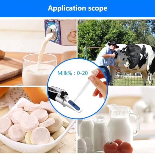 KYKYK Refractometer, Refractometer 0-20% Sugar Brix Milk Measurement Accuracy ATC Professional Digital Milk Purity Analyzer Tester Handheld Too for Fruit, Homebrewing, Juice, Vegetables