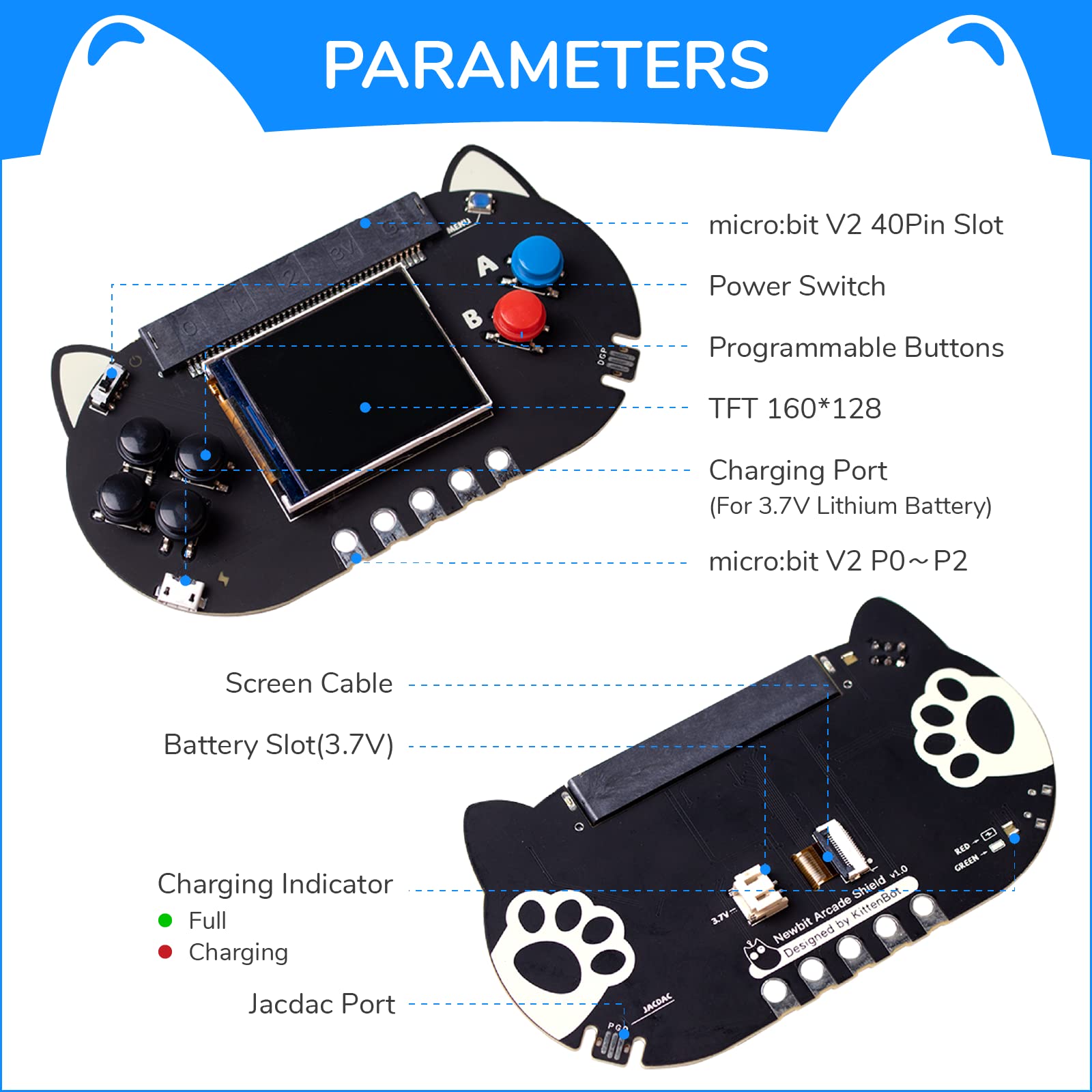 KittenBot Newbit Arcade Shield Expension Board Graphical Programming Controller for BBC Micro:bit V2(Without Micro:bit)