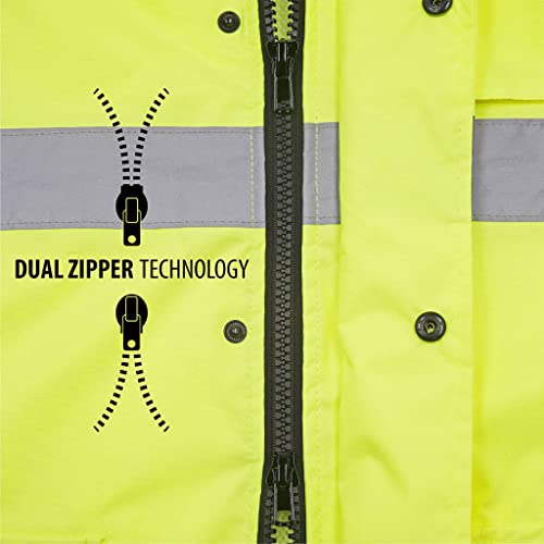 JORESTECH Safety Rain Jacket Waterproof Reflective High Visibility with Interior Mesh Yellow/Lime ANSI Class 3 Level 2 Type R JK-03 (2XL)