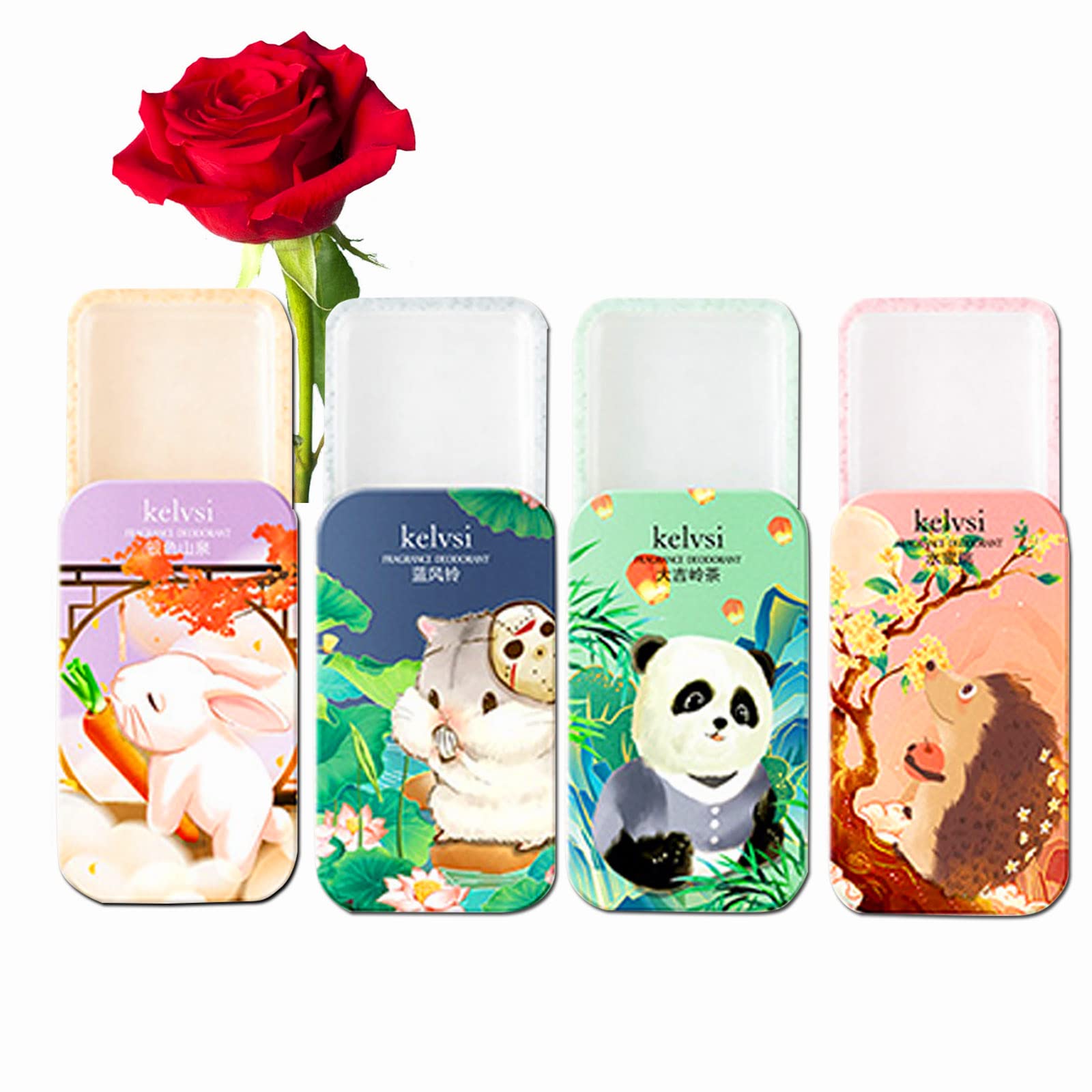Grospe 4PCS Solid Balm Sets Solid Perfume Portable Pocket Balm Perfume Perfect for Travel Use Natural Fragrance Perfume for Men and Women