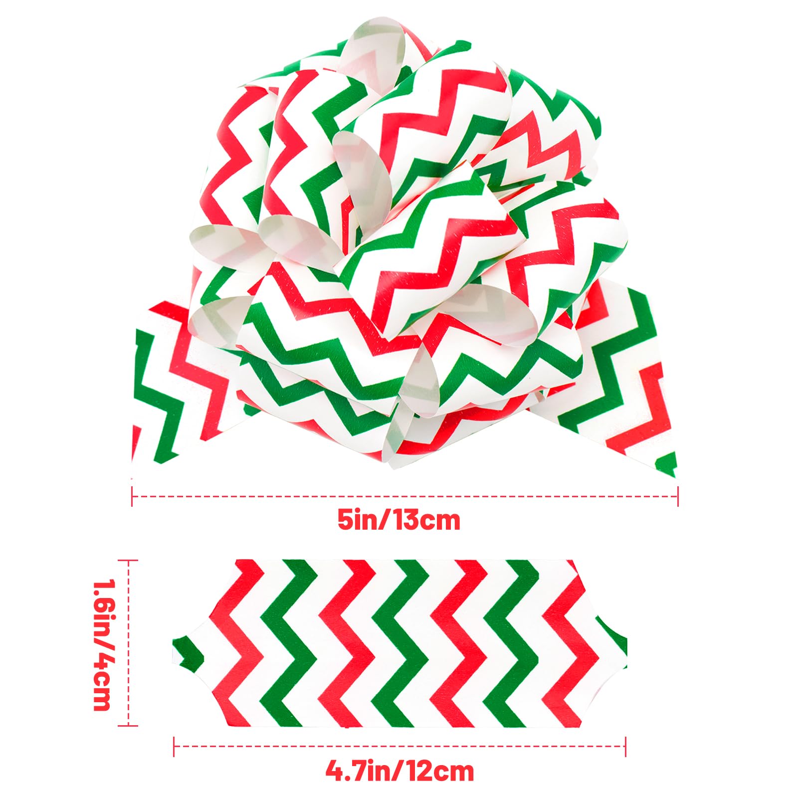 KINGLAKE Christmas Pull Bows 24PCS Bows for Gift Baskets Wrapping Large 5β Wide Christmas Tree Bows for Present Wrap, 12 Multicolor Christmas Bows