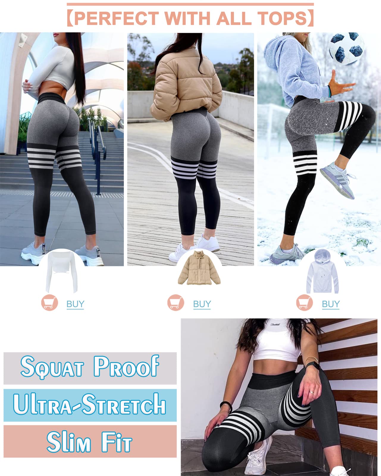 Fanseler Women's scrunch butt lifting seamless leggings High Waisted Booty Yoga Pants Tummy Control Sports Compression Tights Grey