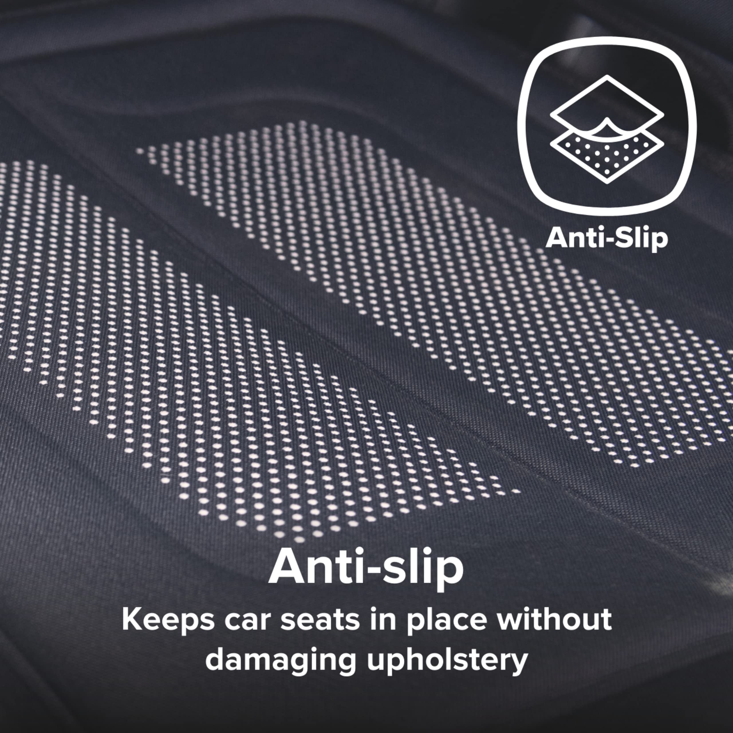 Diono Seat Guard Complete, Full Size Car Seat Protector for Under Child Car Seat, Crash Tested, Raised Edges, Thick Padding & Non Slip Backing for Durable Protection, Black