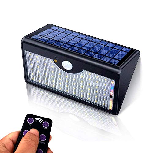 HVIKOV Motion Sensor Light Outdoor, 60 Led Solar, 5 Modes Remote Control,1300LM Waterproof Wide Angle, Wireless Super Bright Security Wall Lights for Driveway, Wall, Patio, Yard, Garden(Black)