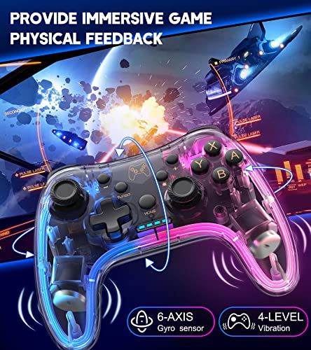 Switch Controller Compatible with Switch/Lite/OLED Controller, Switch Pro Controller With RGB Breathing LED, Switch Controllers Remote Supports Multi-Platform&App with Turbo, Wake-up Function